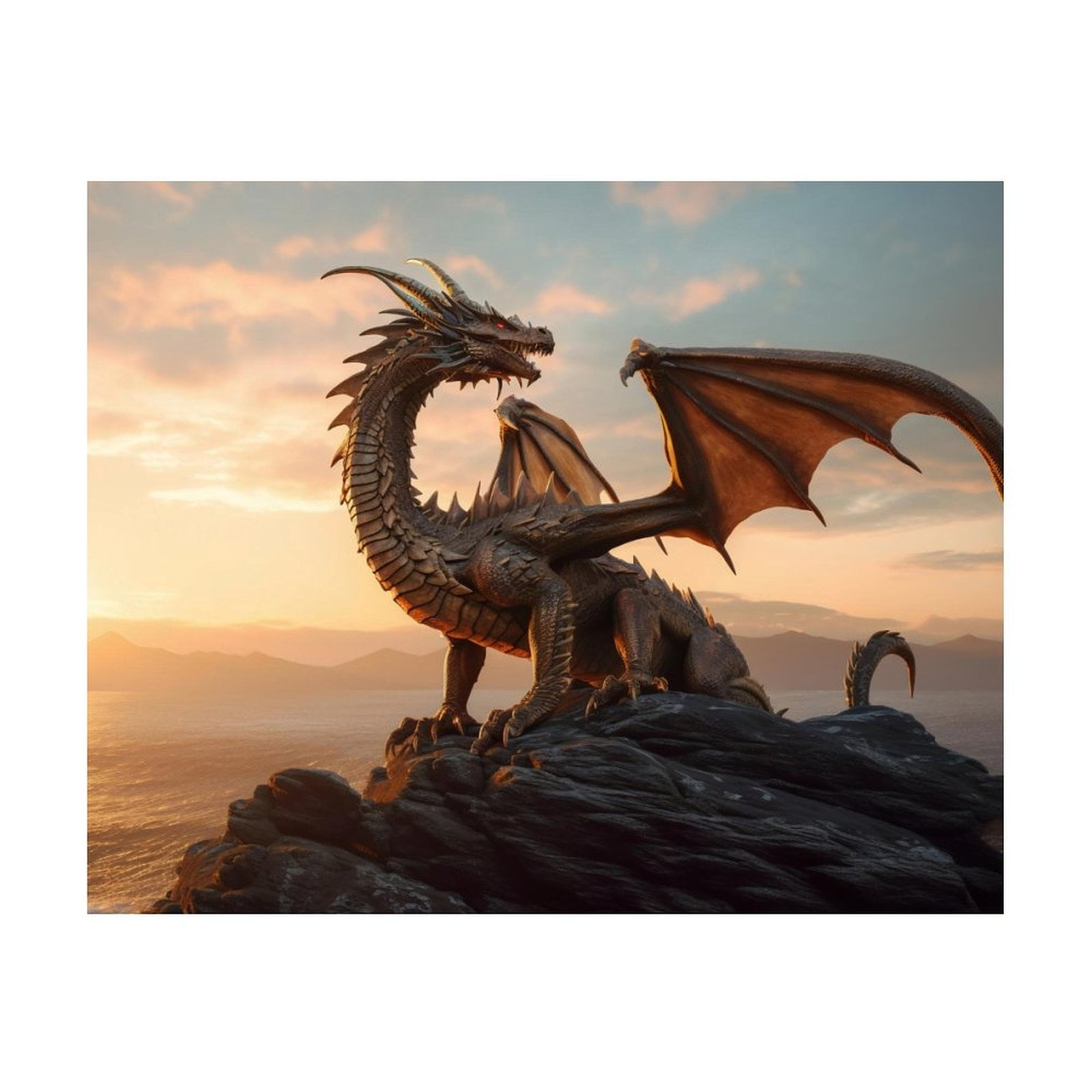 Diamond Art Kits for Adults - Sky Sunset Bronze Dragon 5D Frameless ...