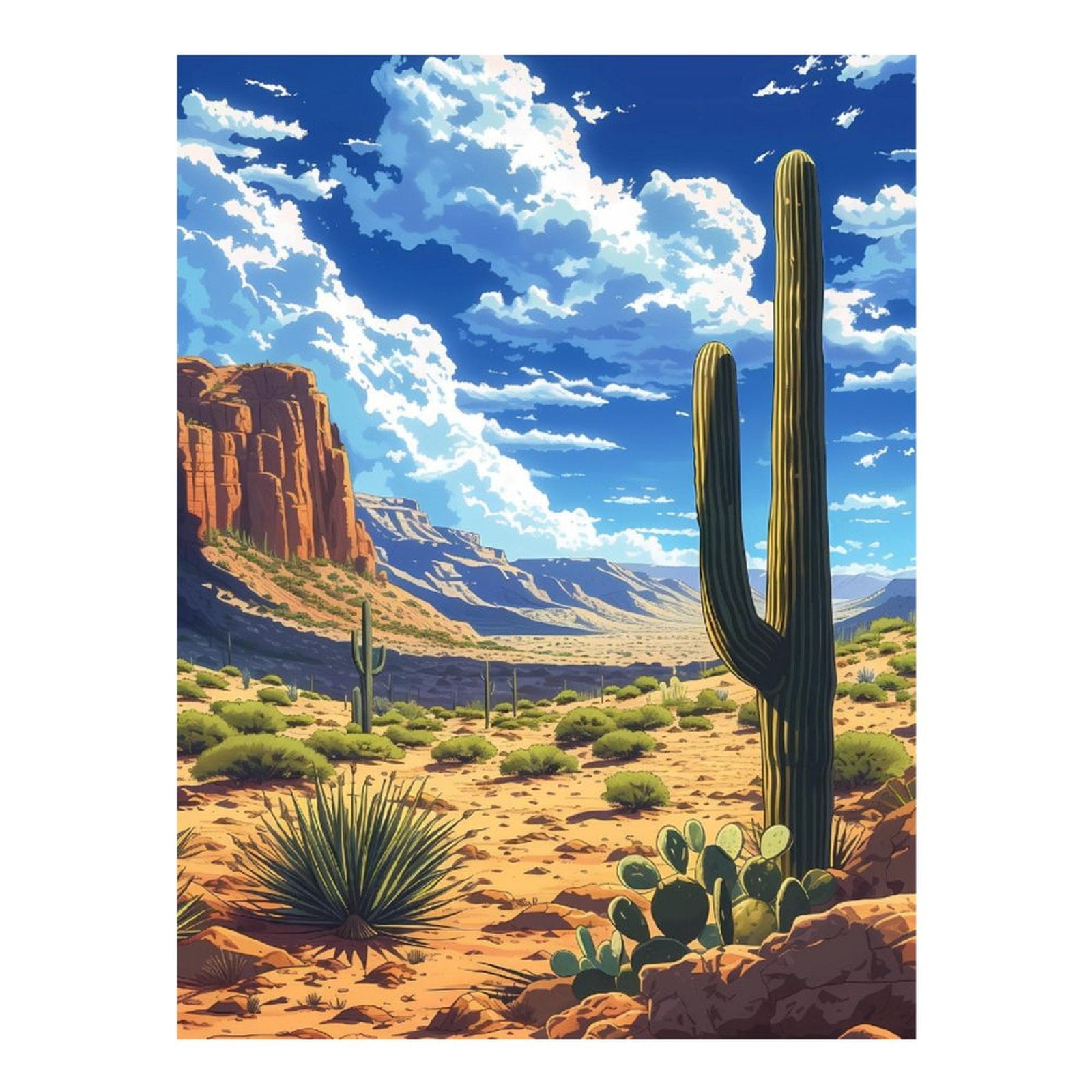 Diamond Art Kits for Adults - Western Desert Cactus DIY Frameless ...
