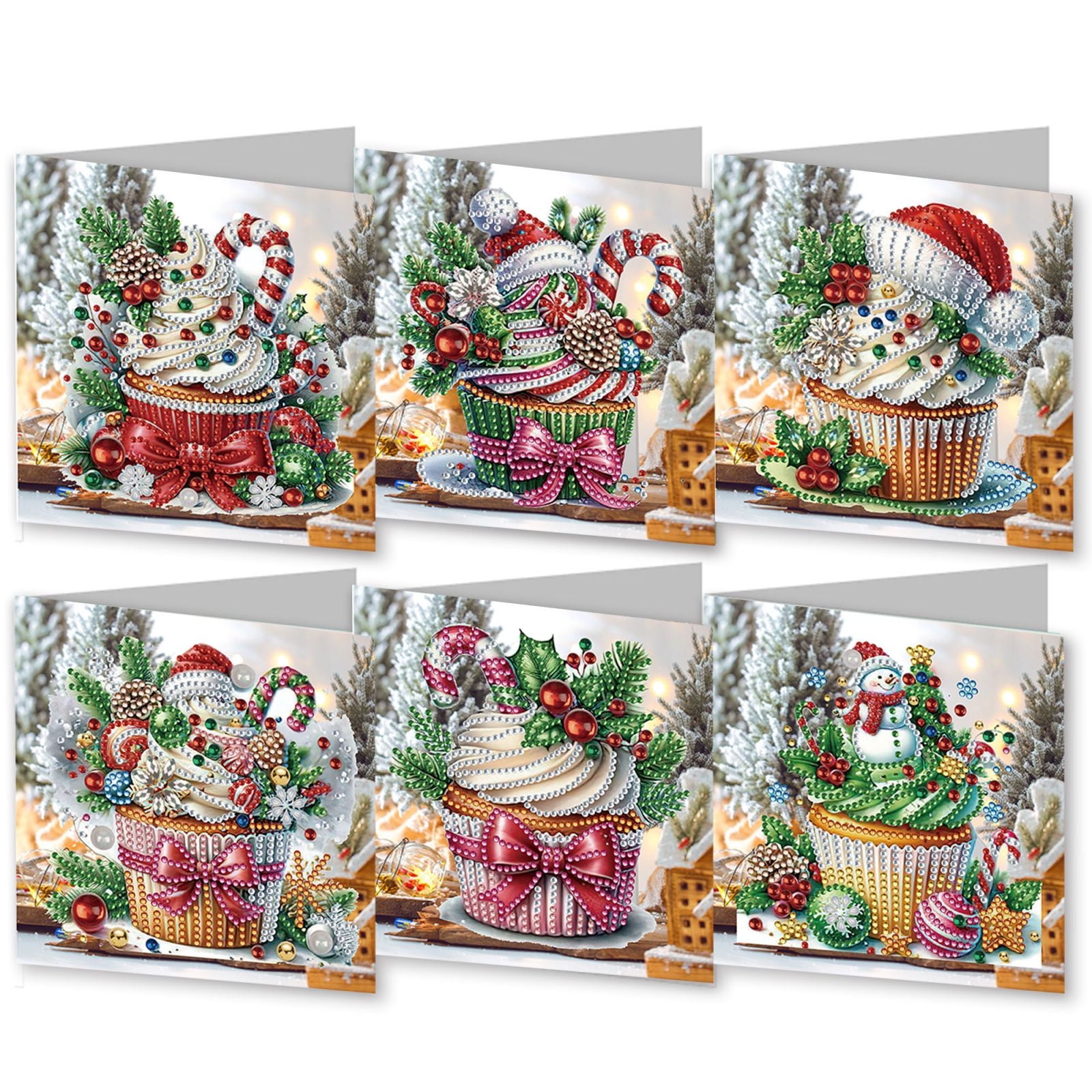 6 Pack 5D DIY Diamond Painting Greeting Card Kit, Diamond Art Christmas ...