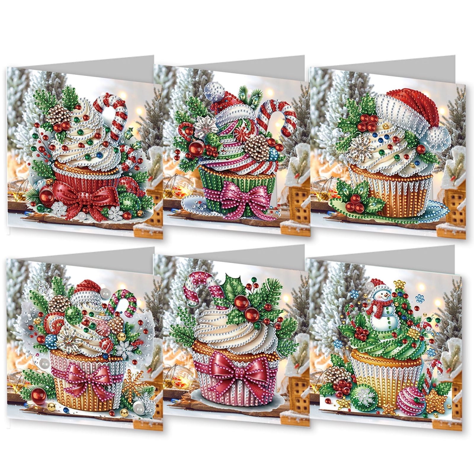 6 Pack 5D DIY Diamond Painting Greeting Card Kit, Diamond Art Christmas ...