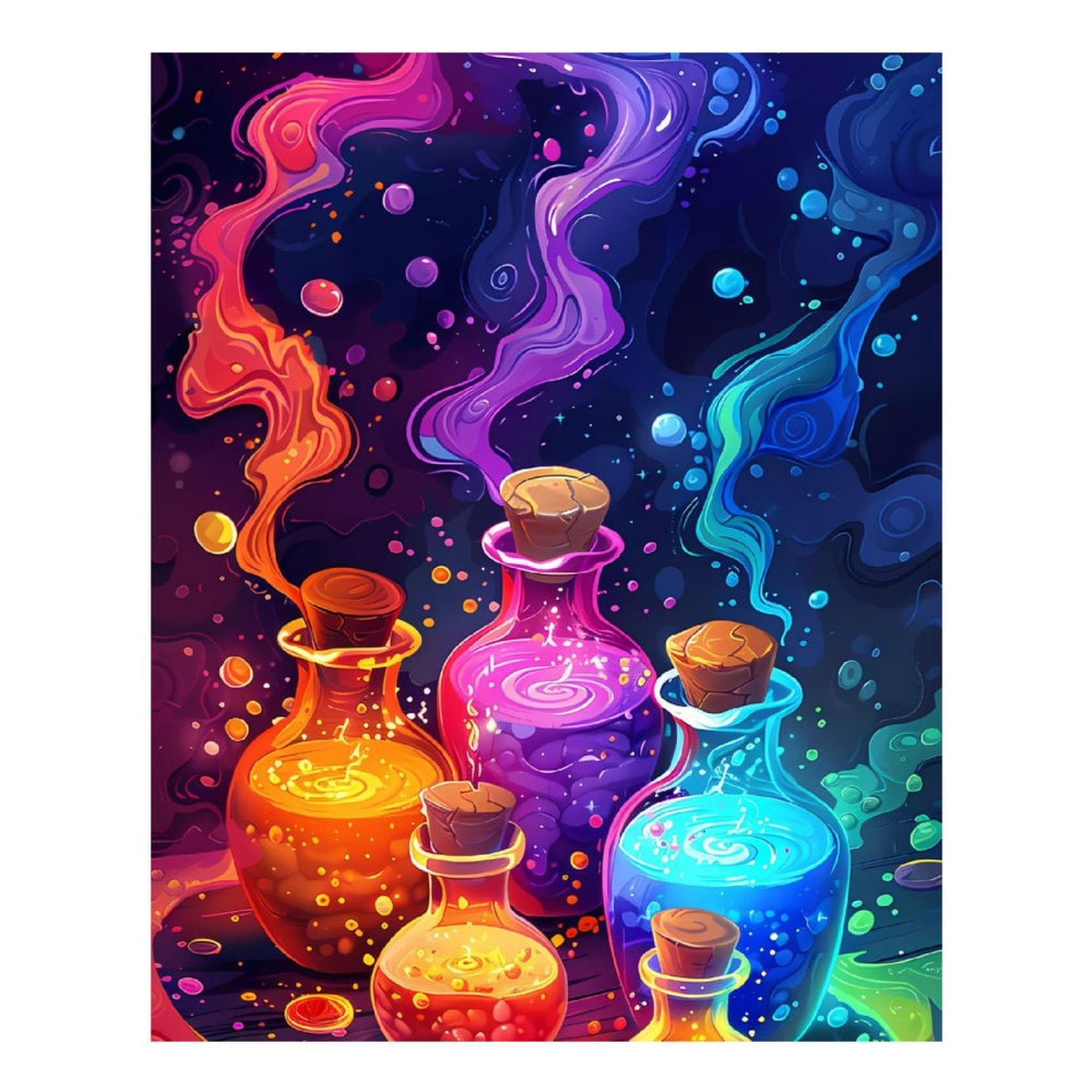 Diamond Art Painting, Colorful Potion Bottles Magic Interesting Full ...