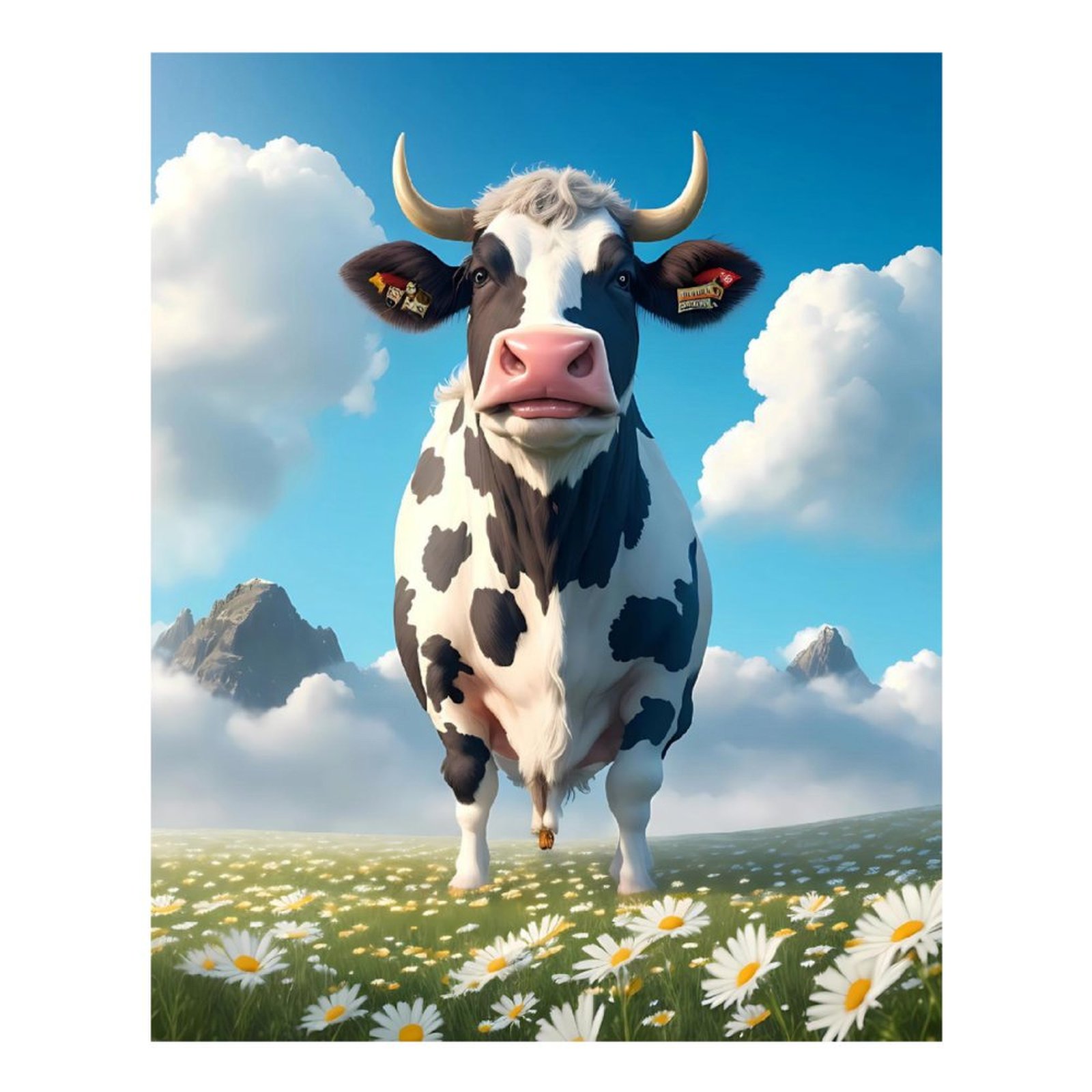 Diamond Art Painting, Cute Daisy Cow A Interesting Full Drill Diamond ...