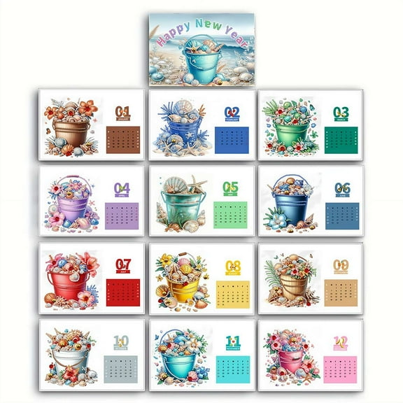 FLOPESN 2026 2Pcs DIY Diamond Art Painting Desk Calendar,Monthly Flip ...