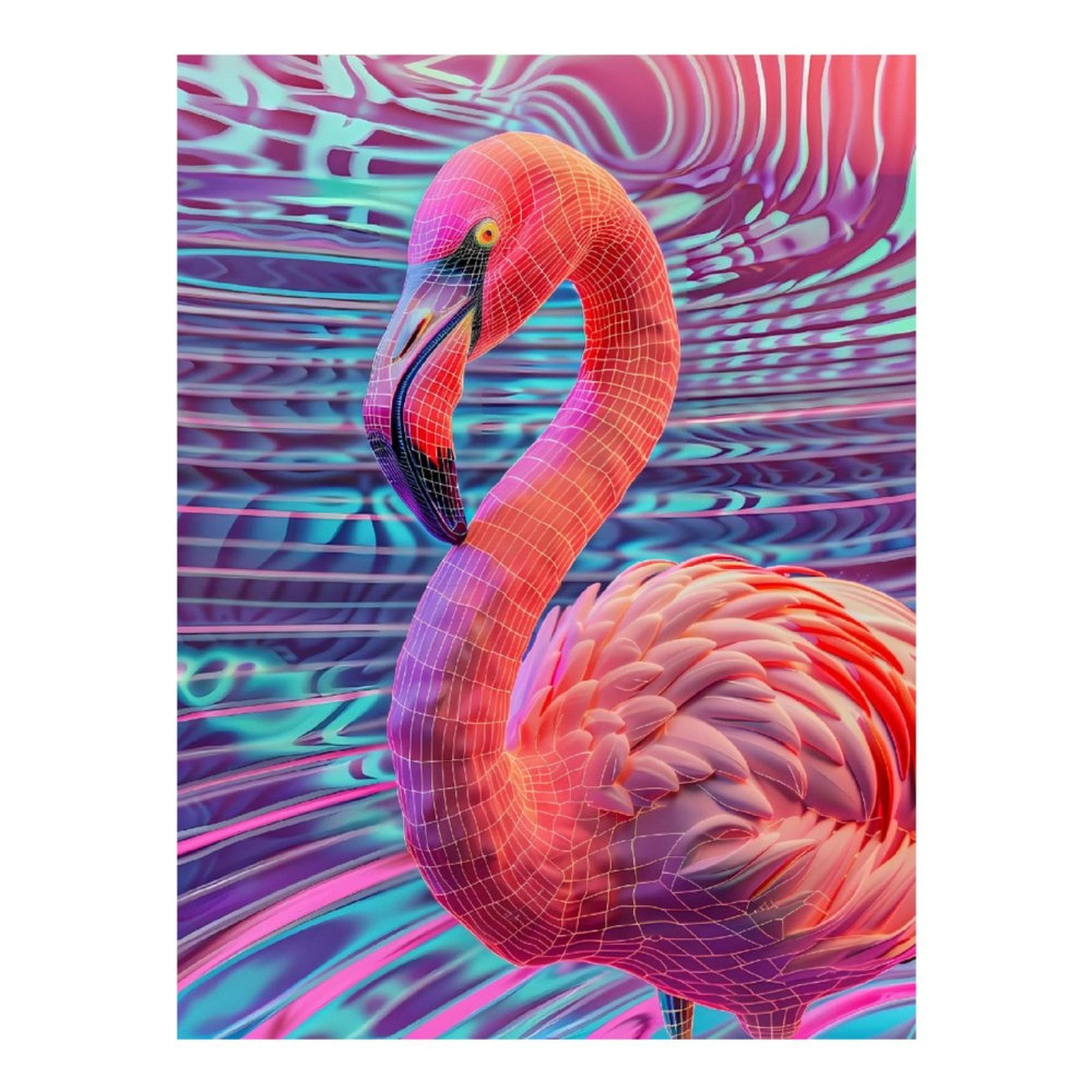 Diamond Art Painting, Digital Flamingo Vibrant Art Interesting Full ...