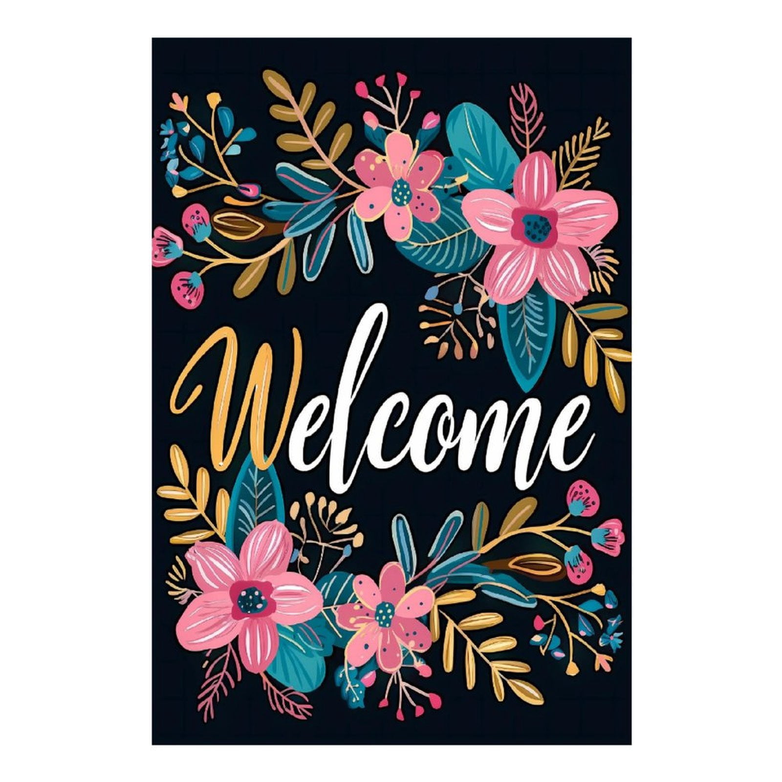 Diamond Art Painting, Floral Welcome Sign Interesting Full Drill ...
