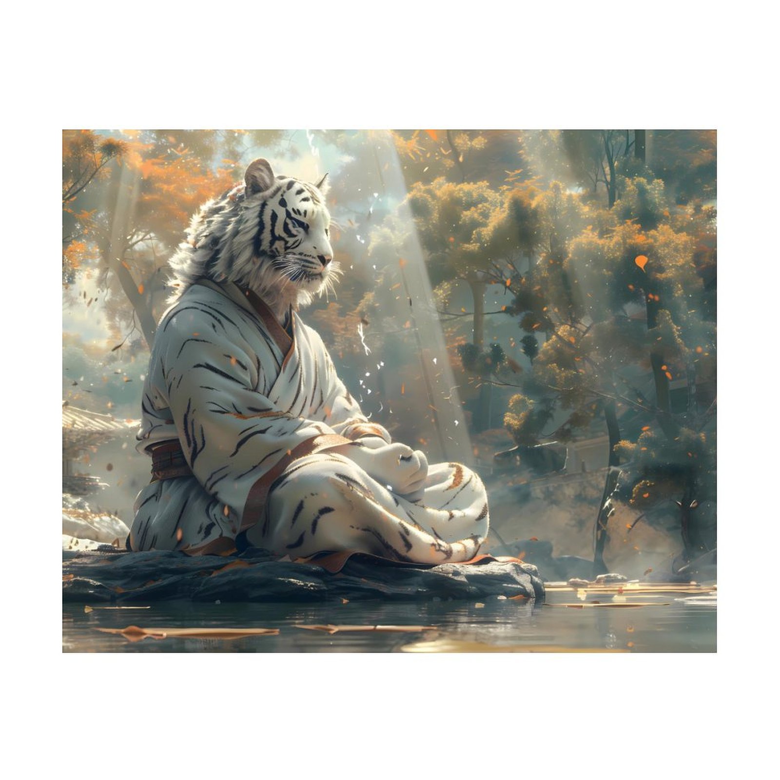 Diamond Art Painting Forest Meditating White Tiger Funny Diamond ...