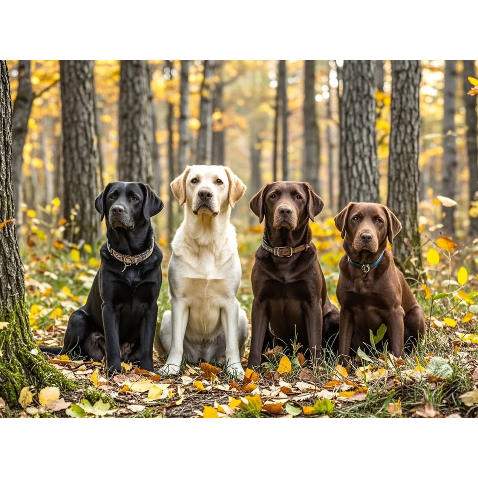 Diamond Art Painting Four Labrador Retriever in Forest 5D Diamond Dots ...