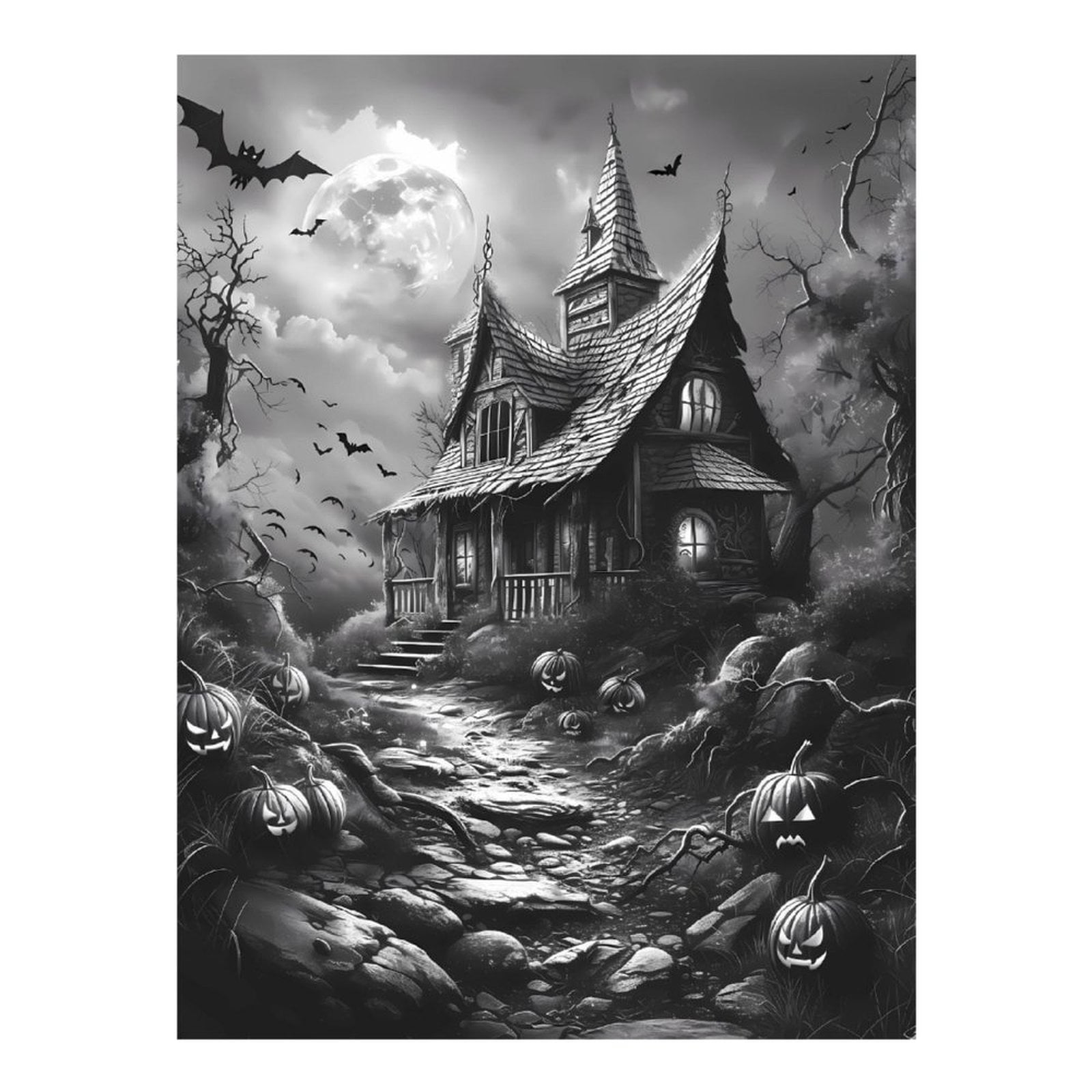 Diamond Art Painting, Halloween Haunted House Path Interesting Full ...
