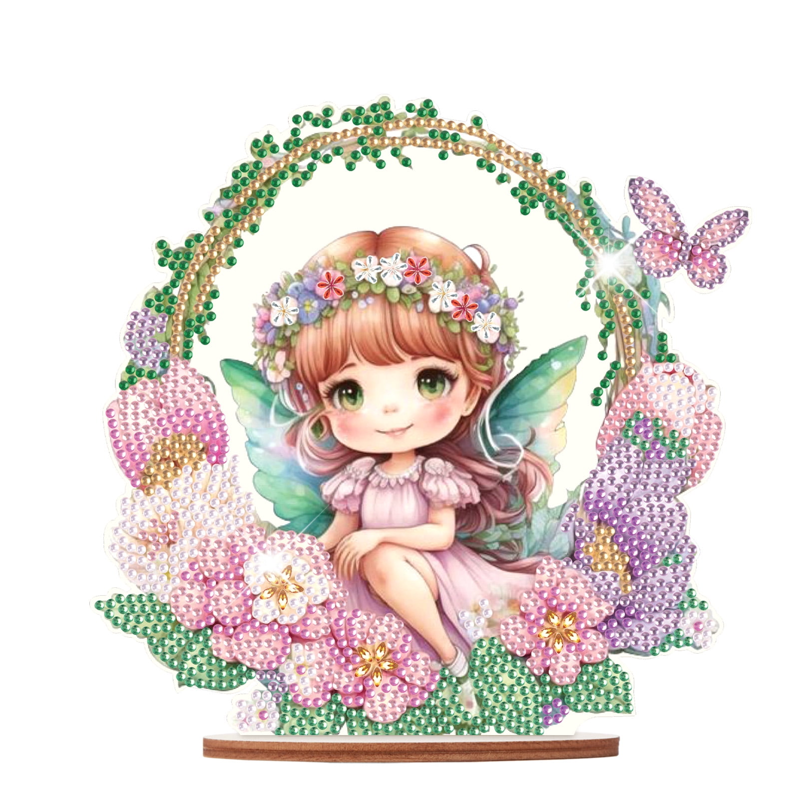 Diamond Art Painting Kit, Winged Elf Sitting on Flower Basket DIY ...