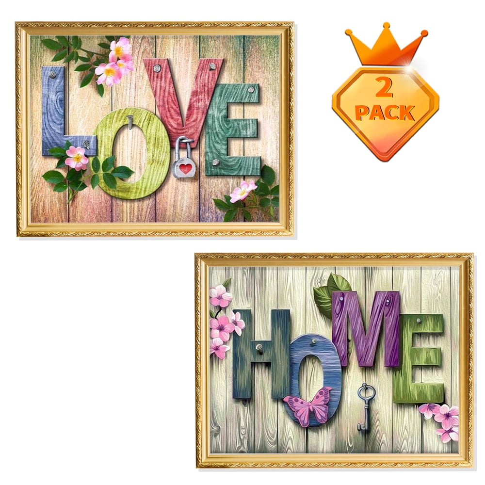 5D DIY Diamond Art Painting Kits, 2 pack Love Home, Wall Decor Gift (12 ...