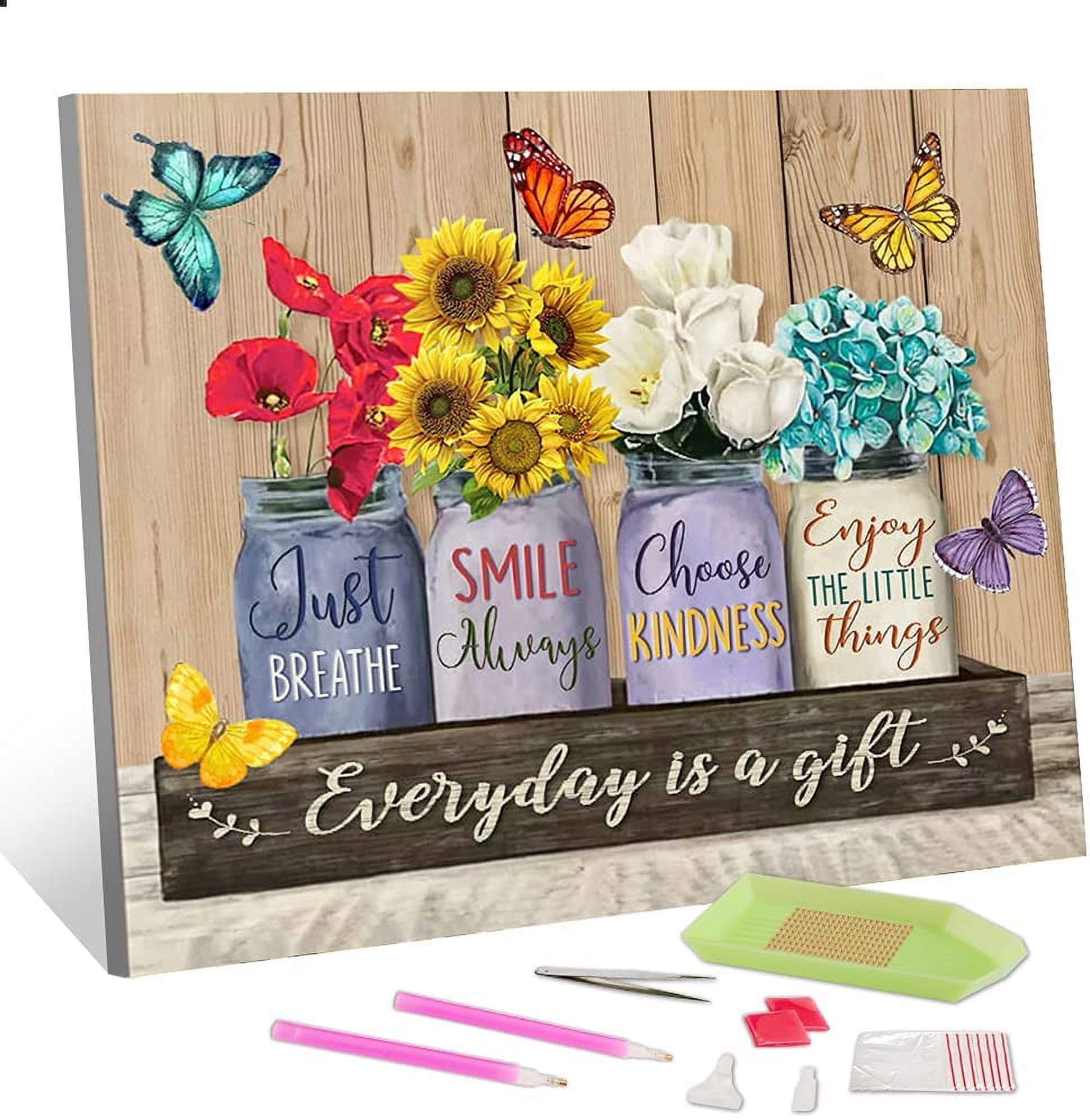 "5D Full Drill Diamond Art Painting Kit, Fresh Flowers Design, 12""x16 ...