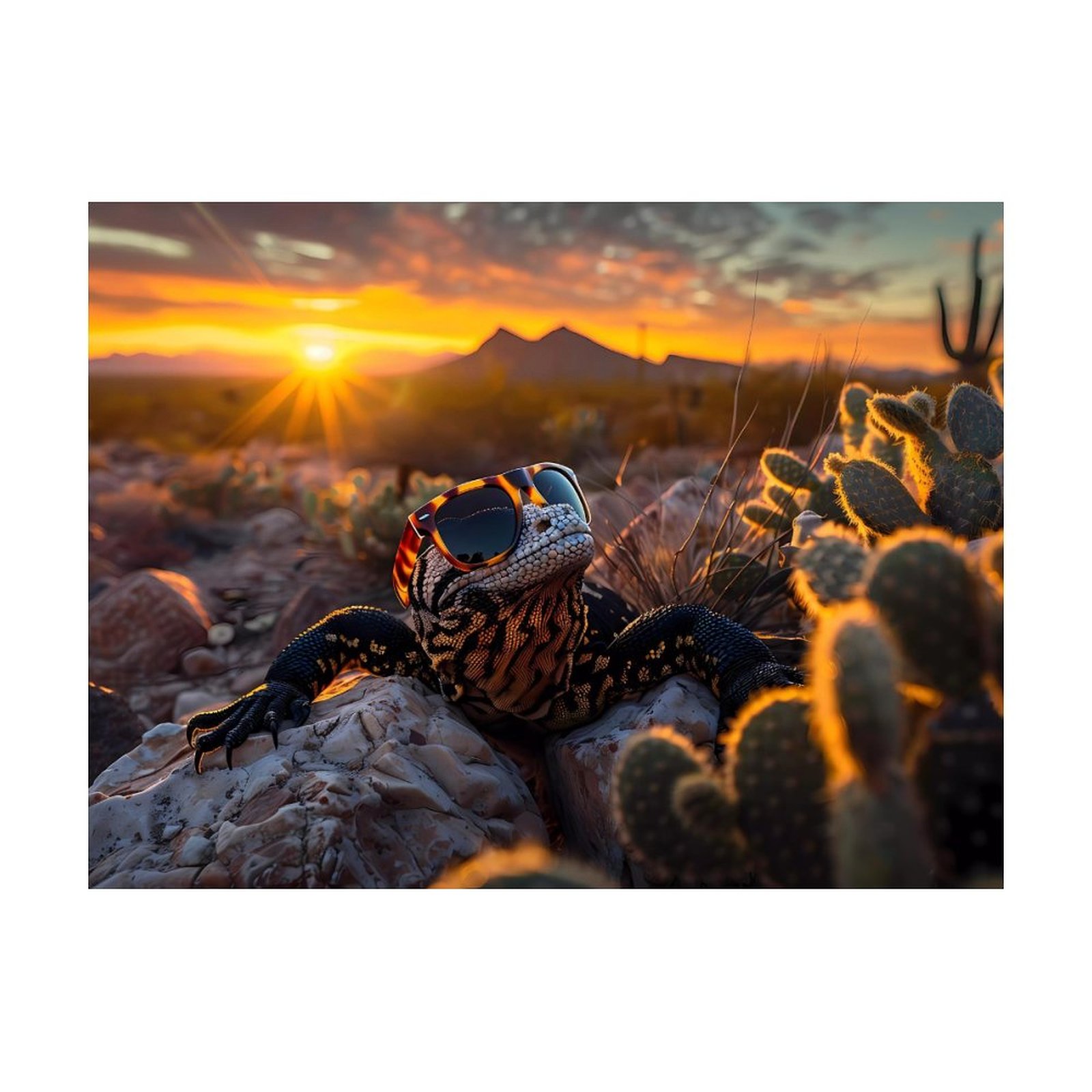 Diamond Art Painting Lizard With Sunglasses Sunset Funny Diamond ...