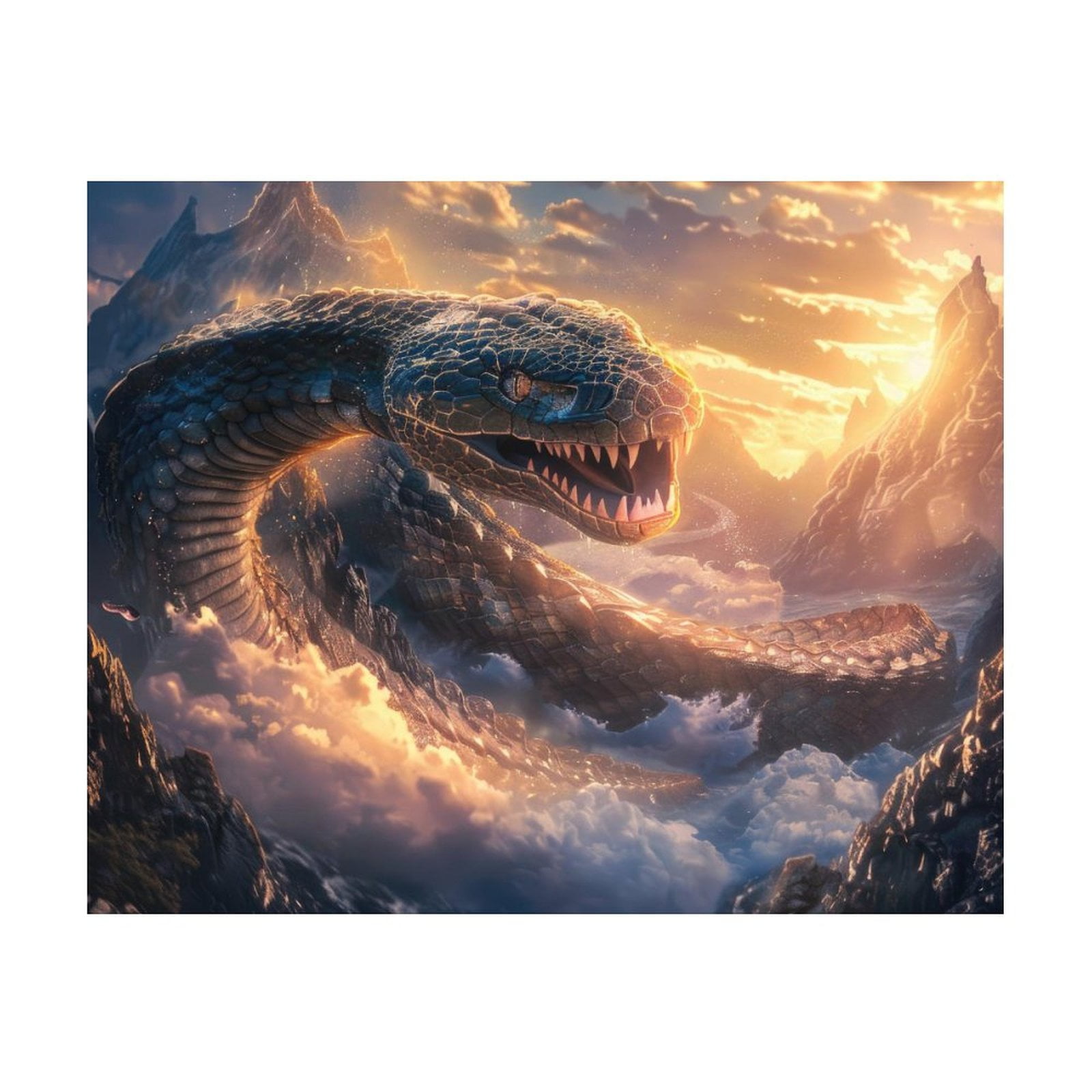 Diamond Art Painting Mythical Serpent Mountain Sunrise Funny Diamond ...