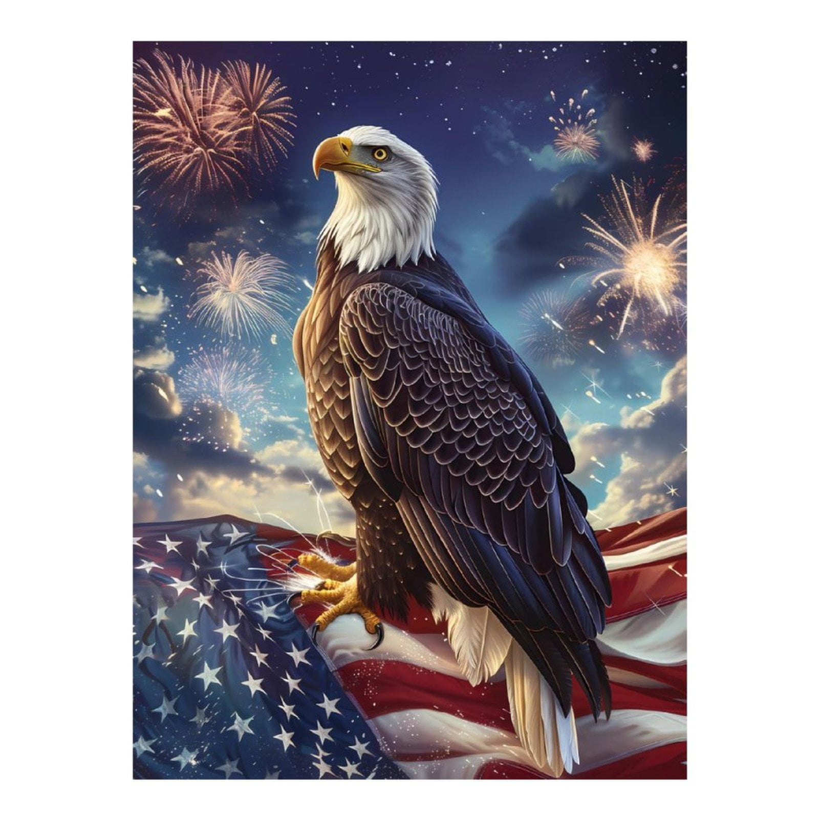 Diamond Art Painting, Night Sky Bald Eagle Interesting Full Drill Diamond Dots Paintings ...