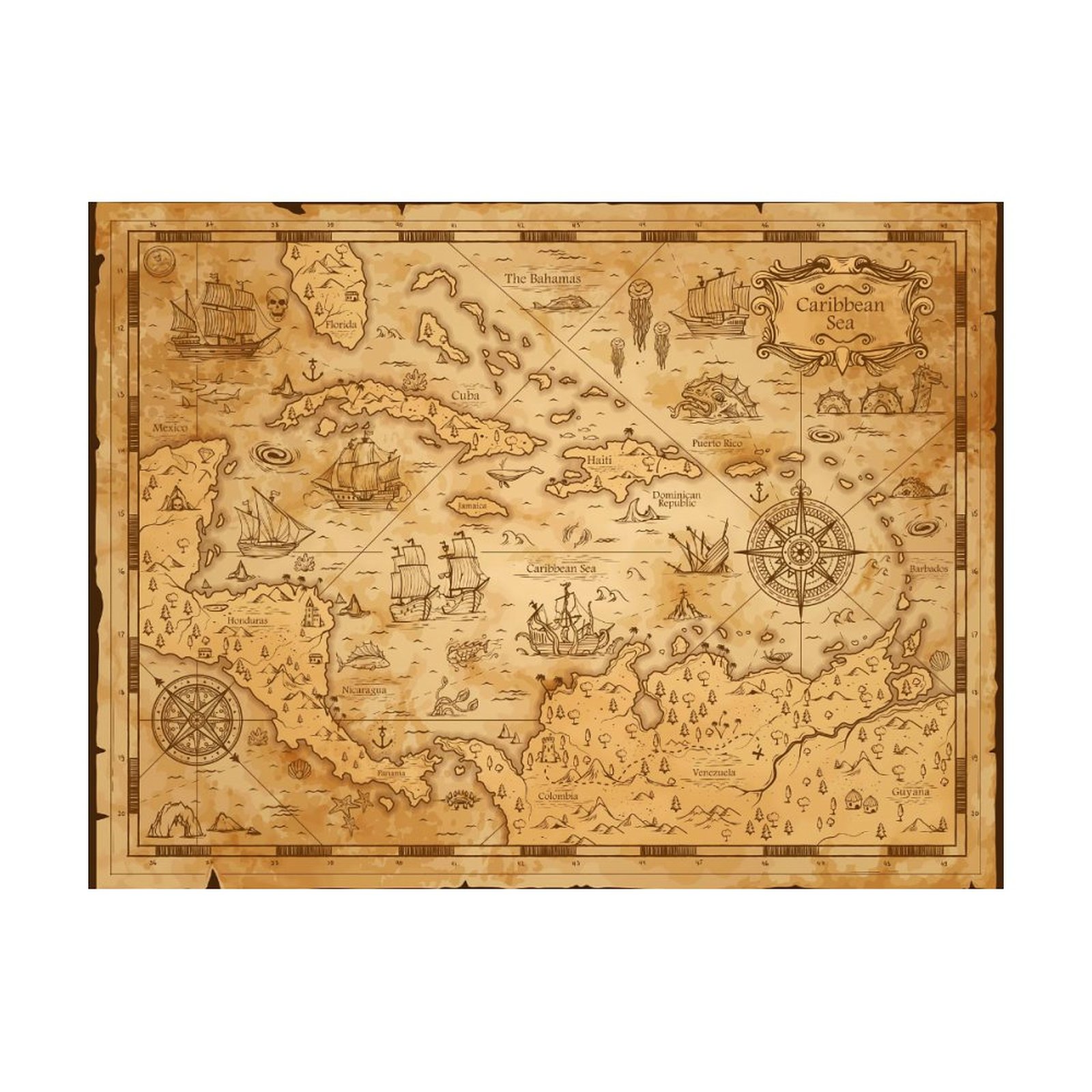 Diamond Art Painting Old Vintage Map Of Sea Funny Diamond Painting Kits ...