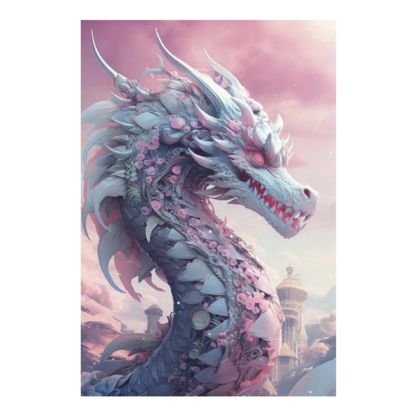 Diamond Art Painting, Pink Sky Dragon Interesting Full Drill Diamond ...