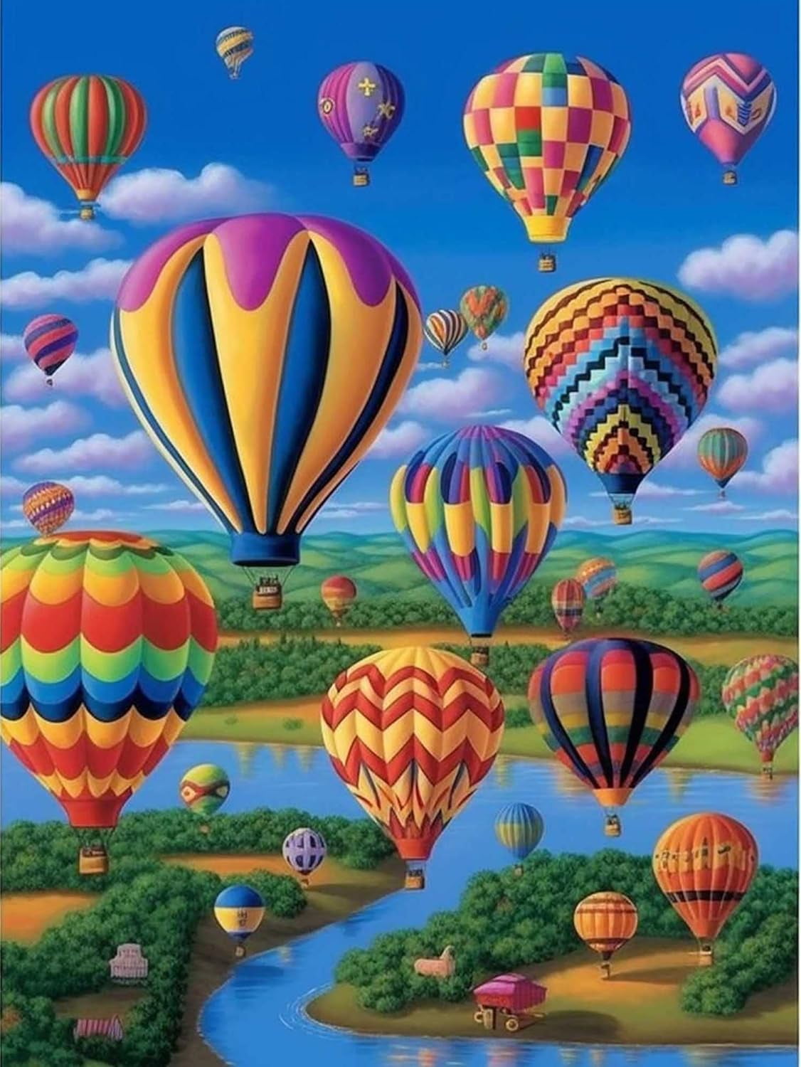 Diamond Art Painting River Coloured Hot Air Balloon by Number Kits ...