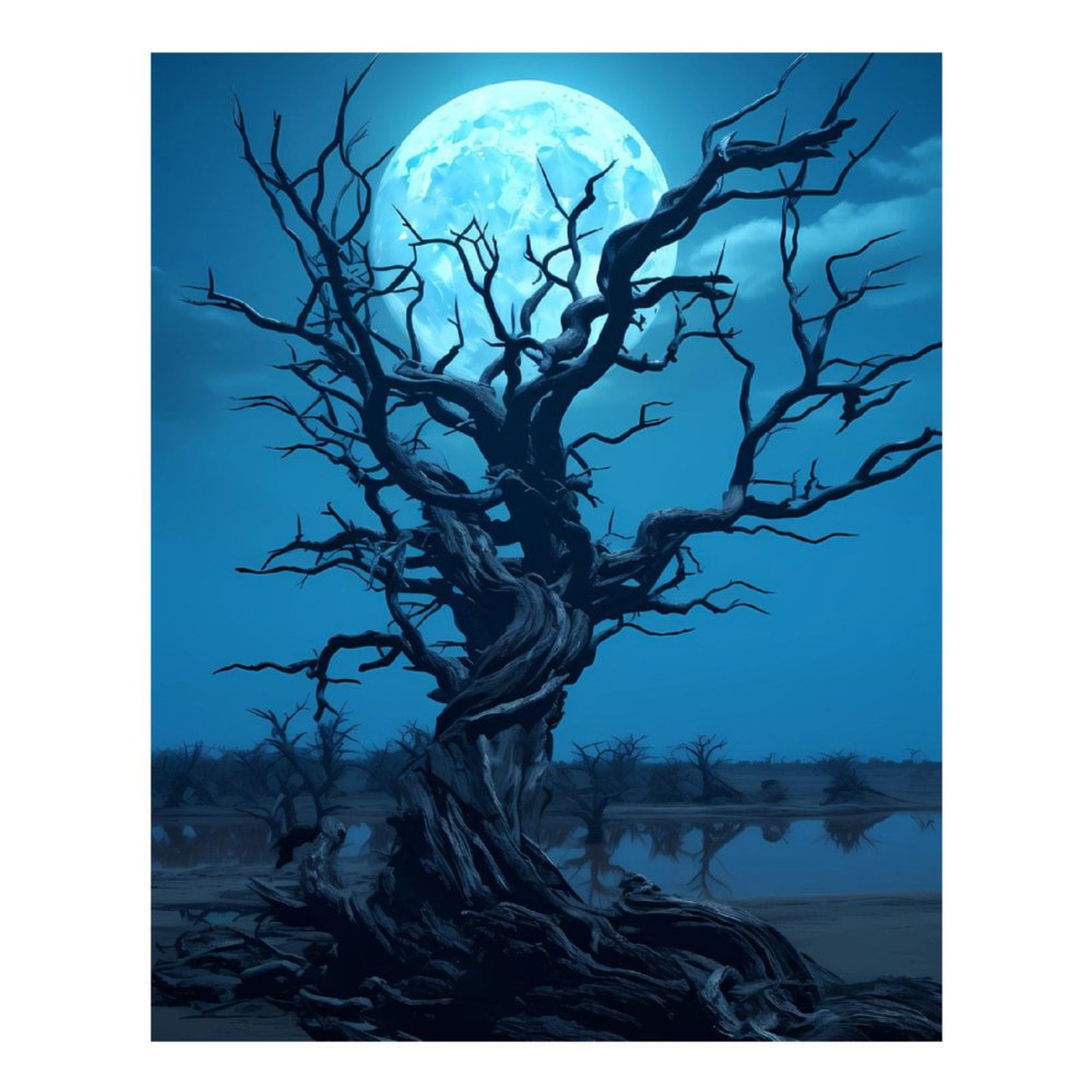 Diamond Art Painting, Tree Moon Night Sky Interesting Full Drill ...