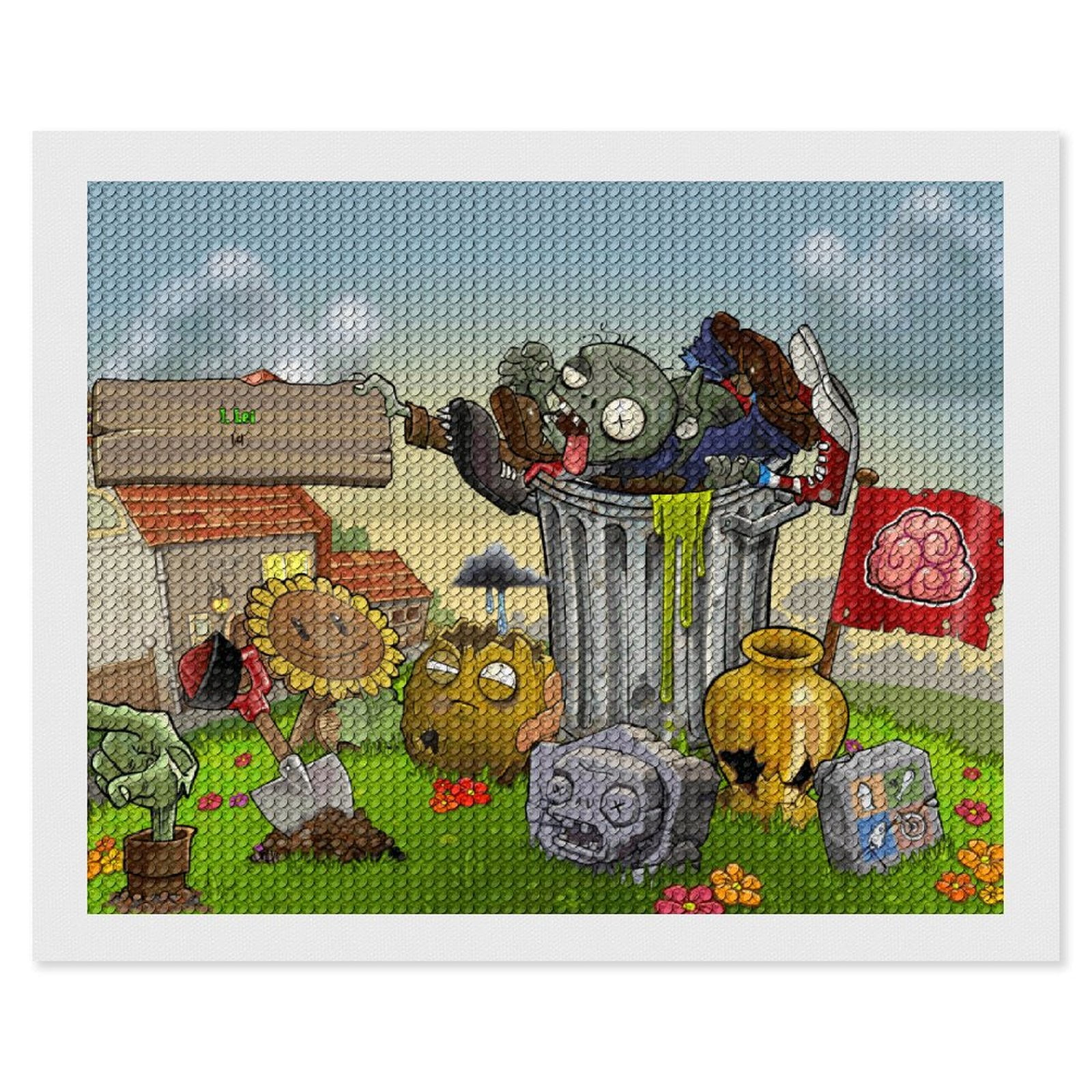 Diamond Arts Kits for Adults - Plants Vs Zombies Full Drill Diamond ...