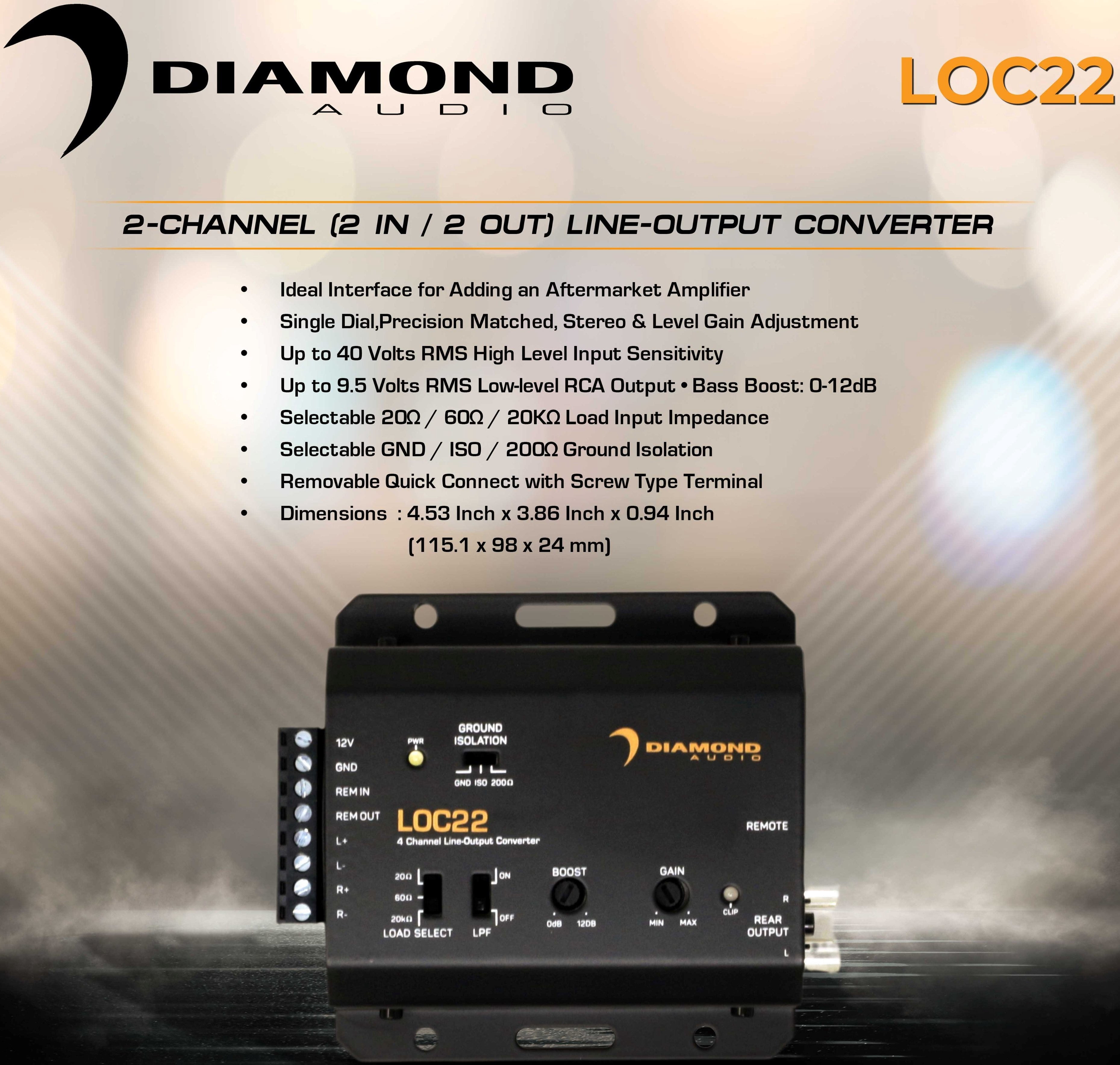 Diamond Audio LOC22 2-Channel (2 IN / 2 OUT) Line-Output Converter ...