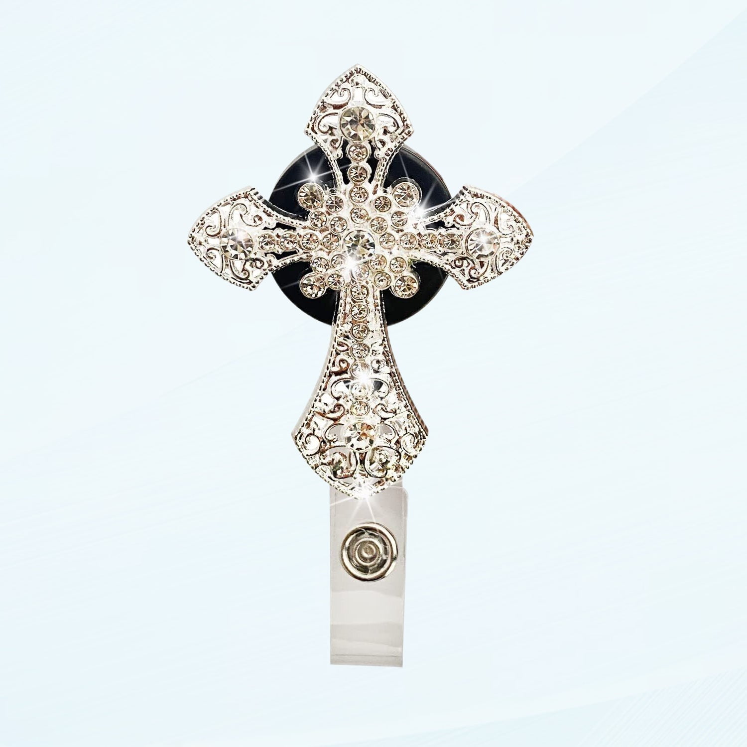 Diamond Badge Reel Retractable Rhinestone Badge Holder Lanyards for ID ...