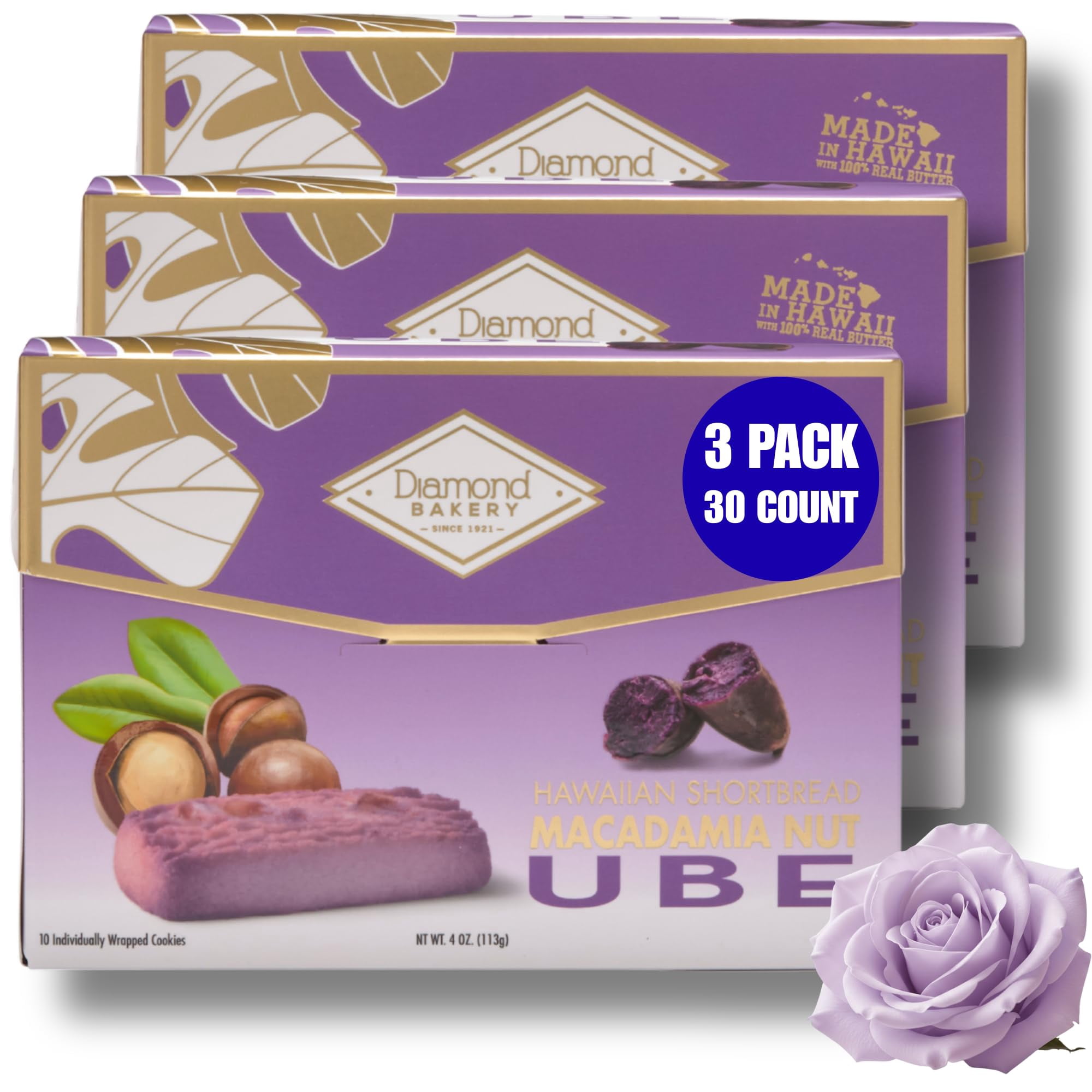 Diamond Bakery Ube Macadamia VTF5 Shortbread Cookies - Buttery ...