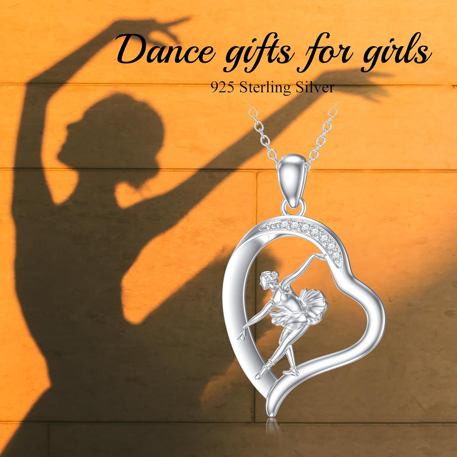 Diamond Ballerina Necklace 925 Sterling Silver Ballet Pendant Necklaces ...