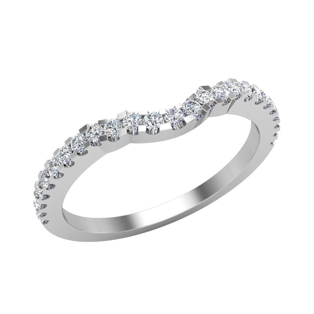 Diamond Band Matching to Three Stone Split Shank Wedding Ring 14K White ...