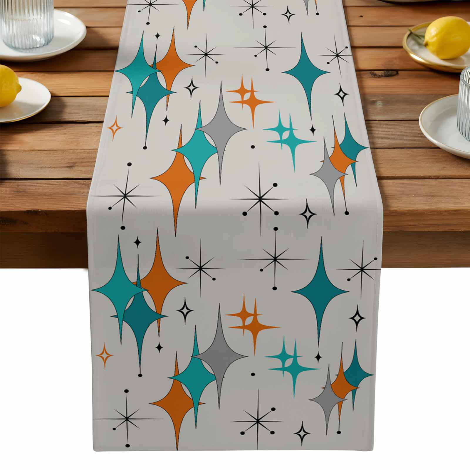Diamond Block Abstract Geometric Table Runners 13x90 Inches Long Linen ...