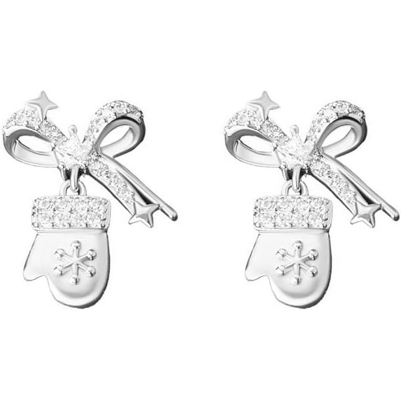 Diamond Bow Christmas Tree Cartilage Screw Stud Small Dangle Drop ...
