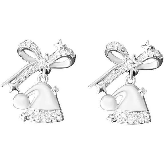 Diamond Bow Christmas Tree Cartilage Screw Stud Small Dangle Drop ...