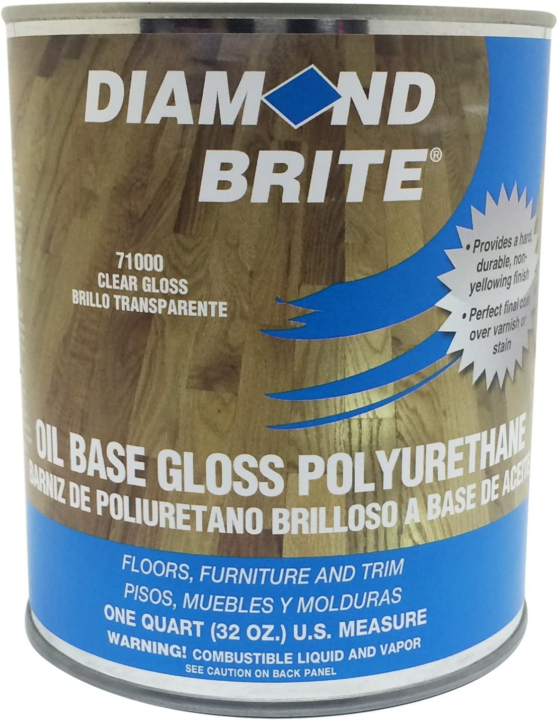 Diamond Brite Paint 71000 1-Quart Clear Gloss Polyurethane 1 Quart ...