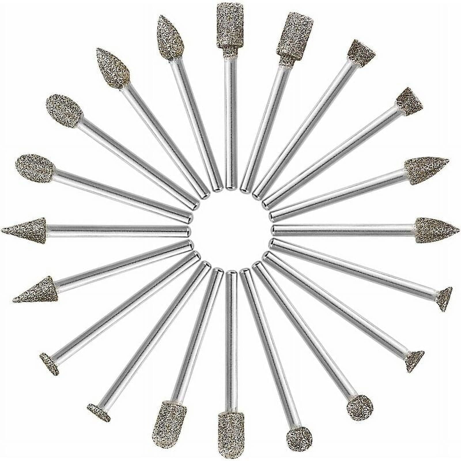 Diamond Burs, 20Pcs Diamond Rotary Burr (Diamond Drill Bit/Head/Tip ...