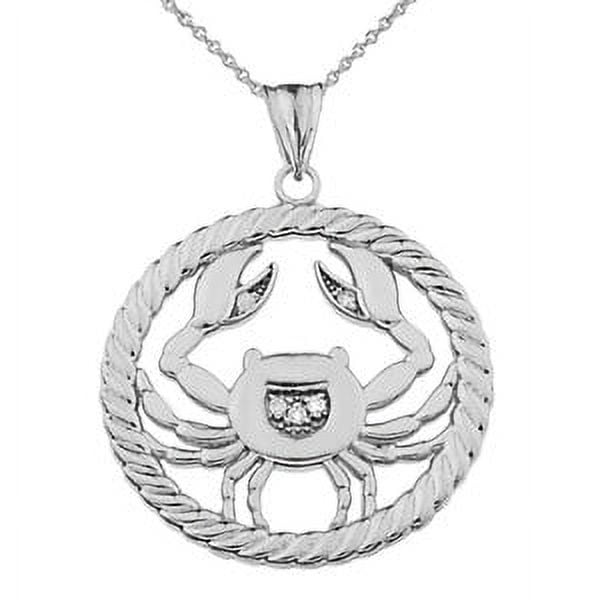 Diamond Cancer Zodiac in Rope Pendant Necklace in White Gold - Walmart.com