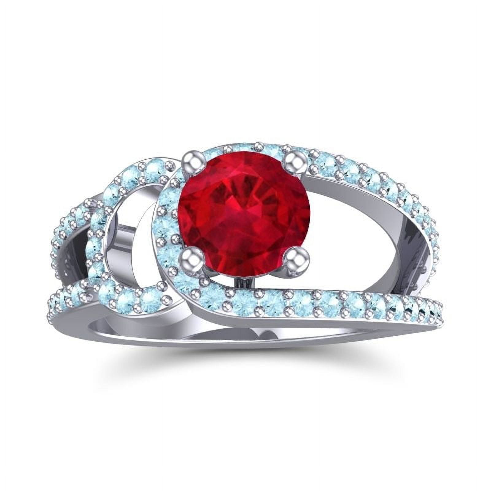 Diamond-Capitals 2.50 Carat New Round Cut Red Ruby & Aquamarine ...