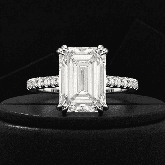 Diamond-Capitals 3.50 tcw Emerald Cut Solitaire with Accents IGI ...