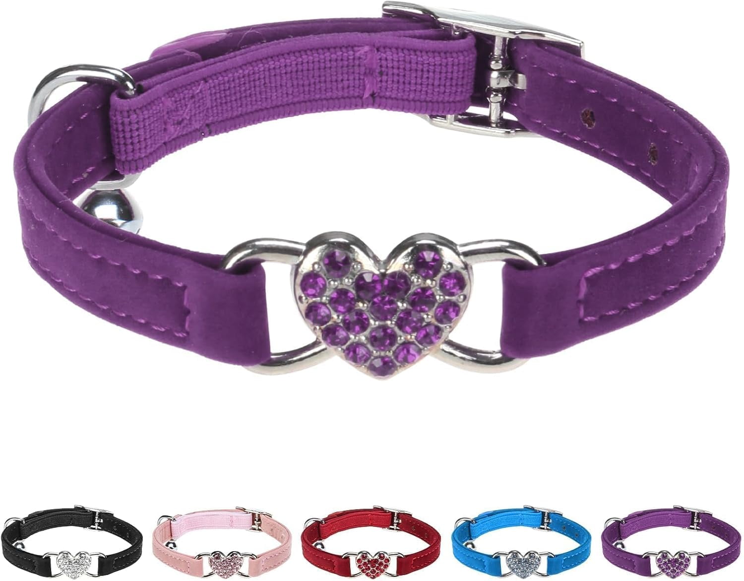 Diamond Cat Collar,Adjustable Soft Velvet Leather Safe Kitten Collar ...