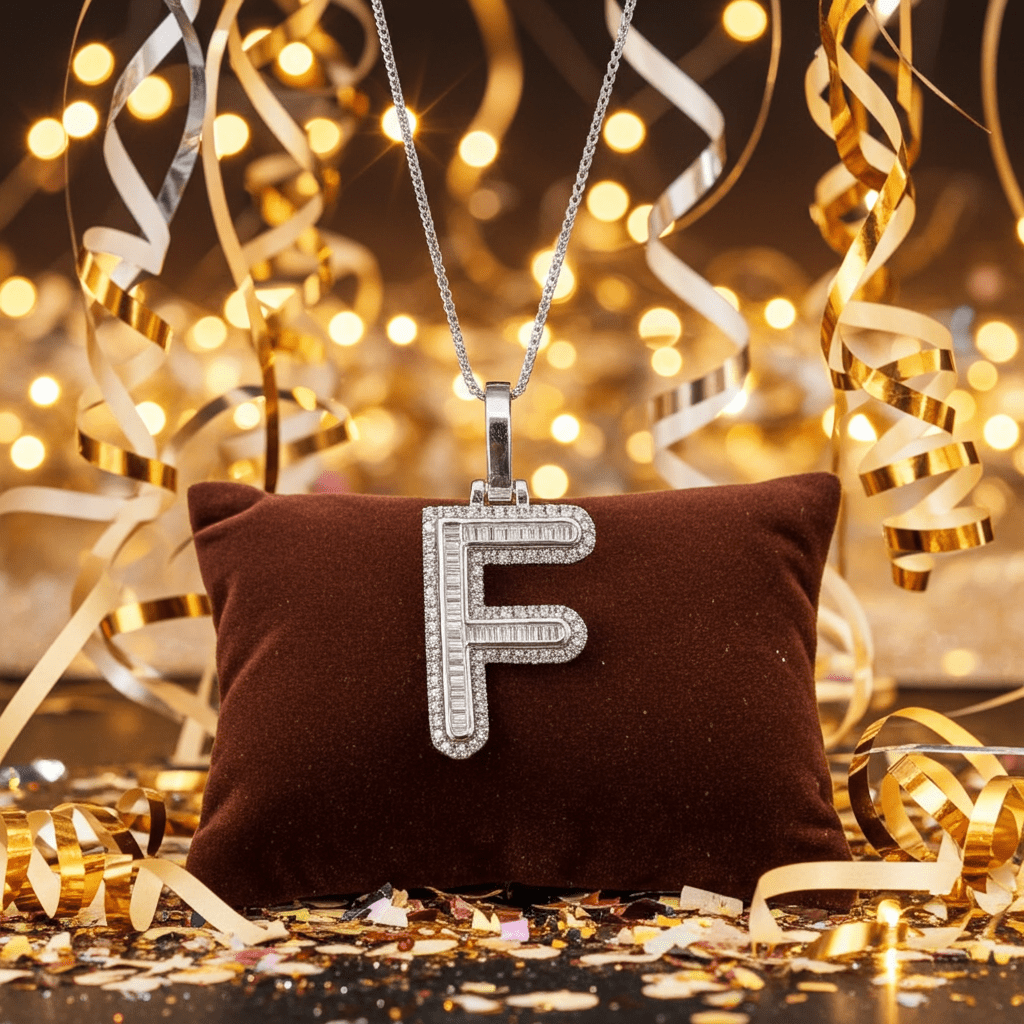 Diamond Celebrity'sYellow Bugutte Initial Alphabet'F' Sterling Silver ...