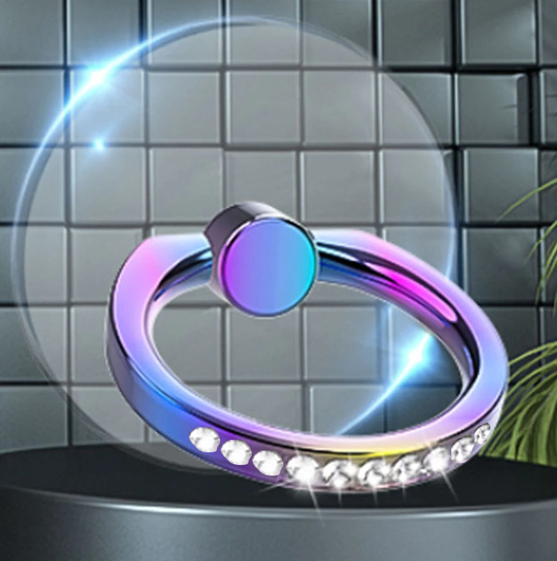 Diamond Cell Phone Ring Holder Stand Transparent Finger Grip Clear 360 ...