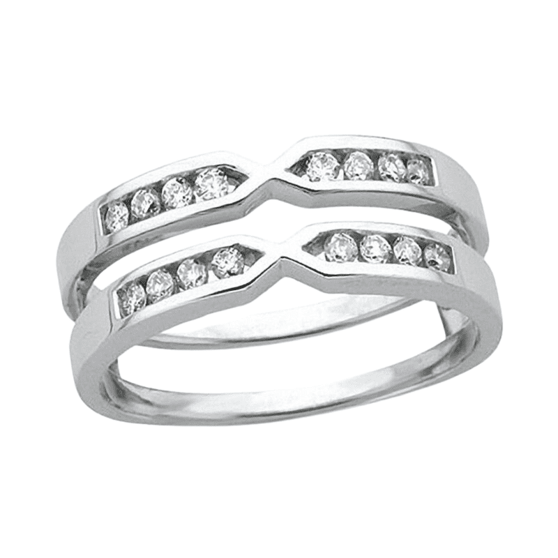 Diamond Chevron Solitaire Enhancer in 14K White Gold Finish - Stacking ...