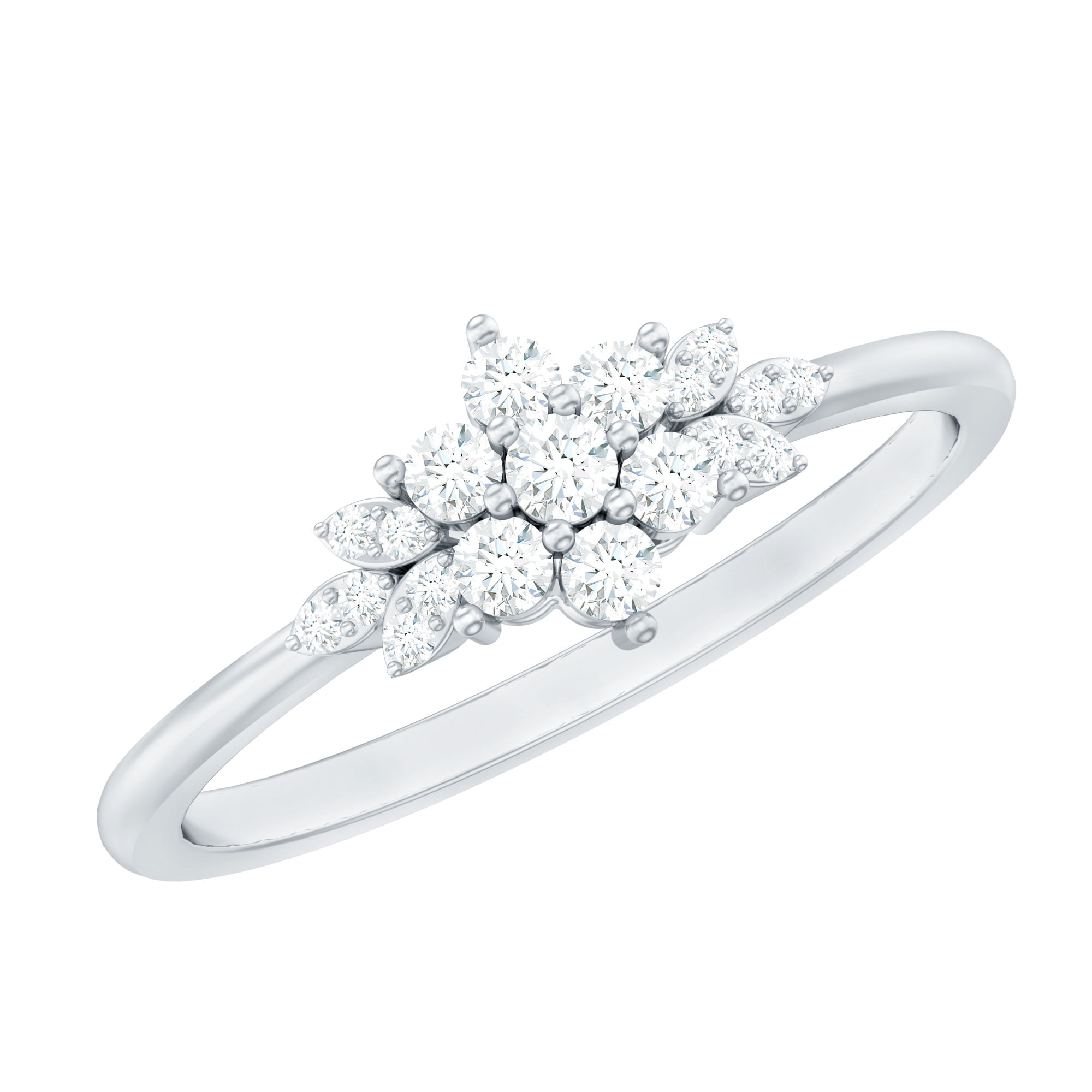 Rosec Jewels Diamond Cluster Promise Engagement Ring for Women (HI-SI ...