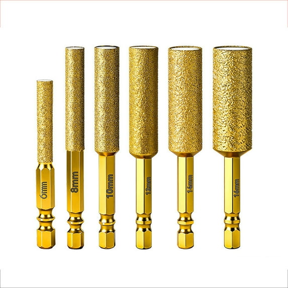 Diamond-Coated Hex Shank Drill Bit and Grinding Head Set, 6-16mm, Tile ...