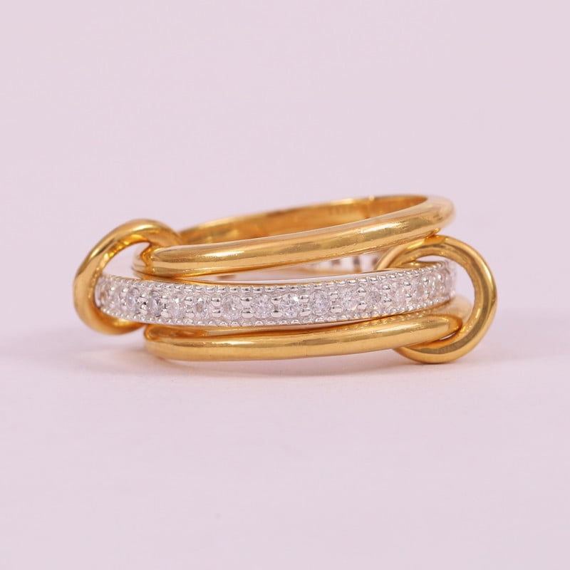 Diamond Connected Stacker Yellow Plated Linked Spinner Ring, 925 ...