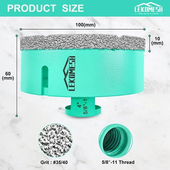 Diamond Core Drill Bits - 4 Inch with 5/8"-11 Thread - Walmart.com