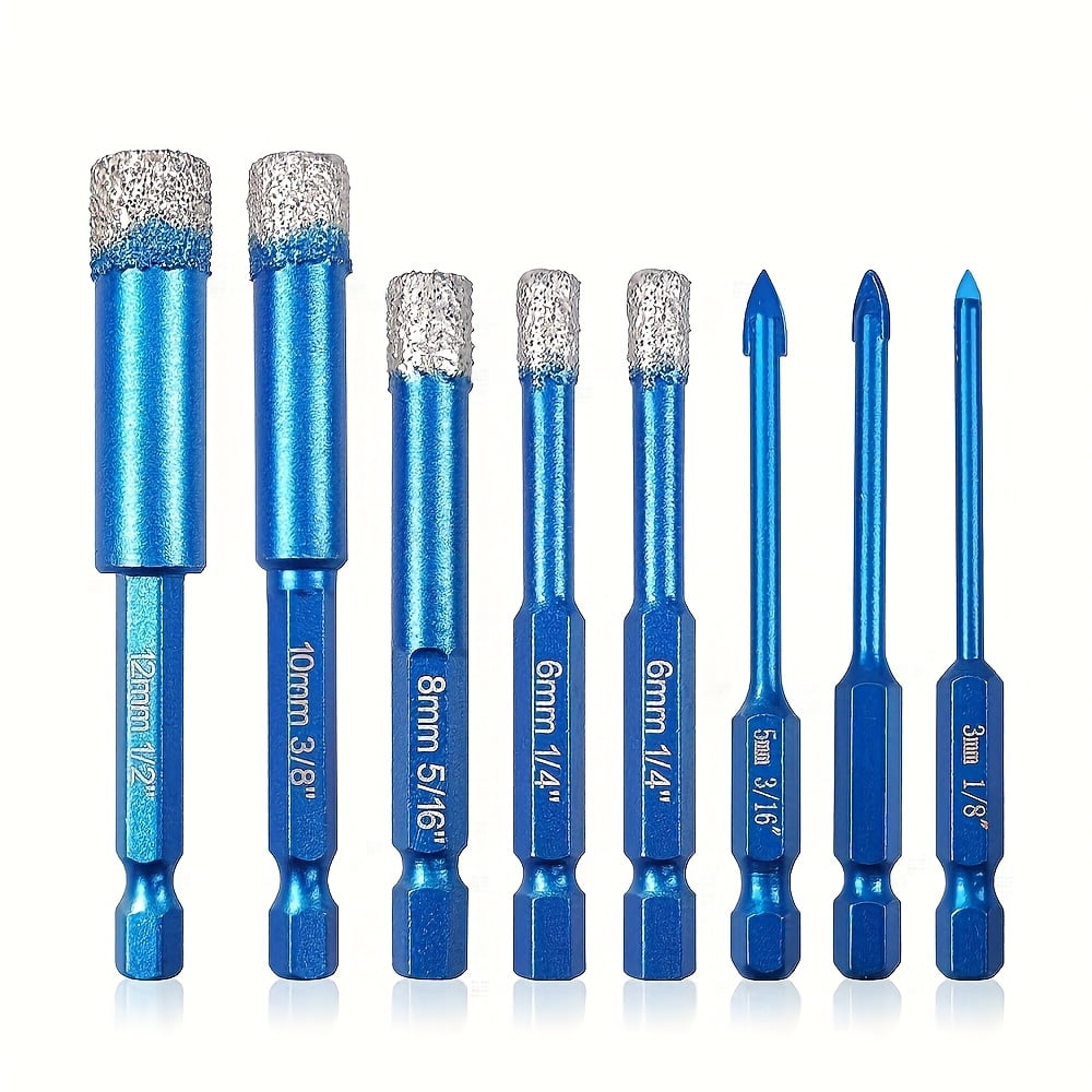 Diamond Core Drill Bits Set 8pcs Tile Hole Saws Vacuum Brazed Hole Saw ...