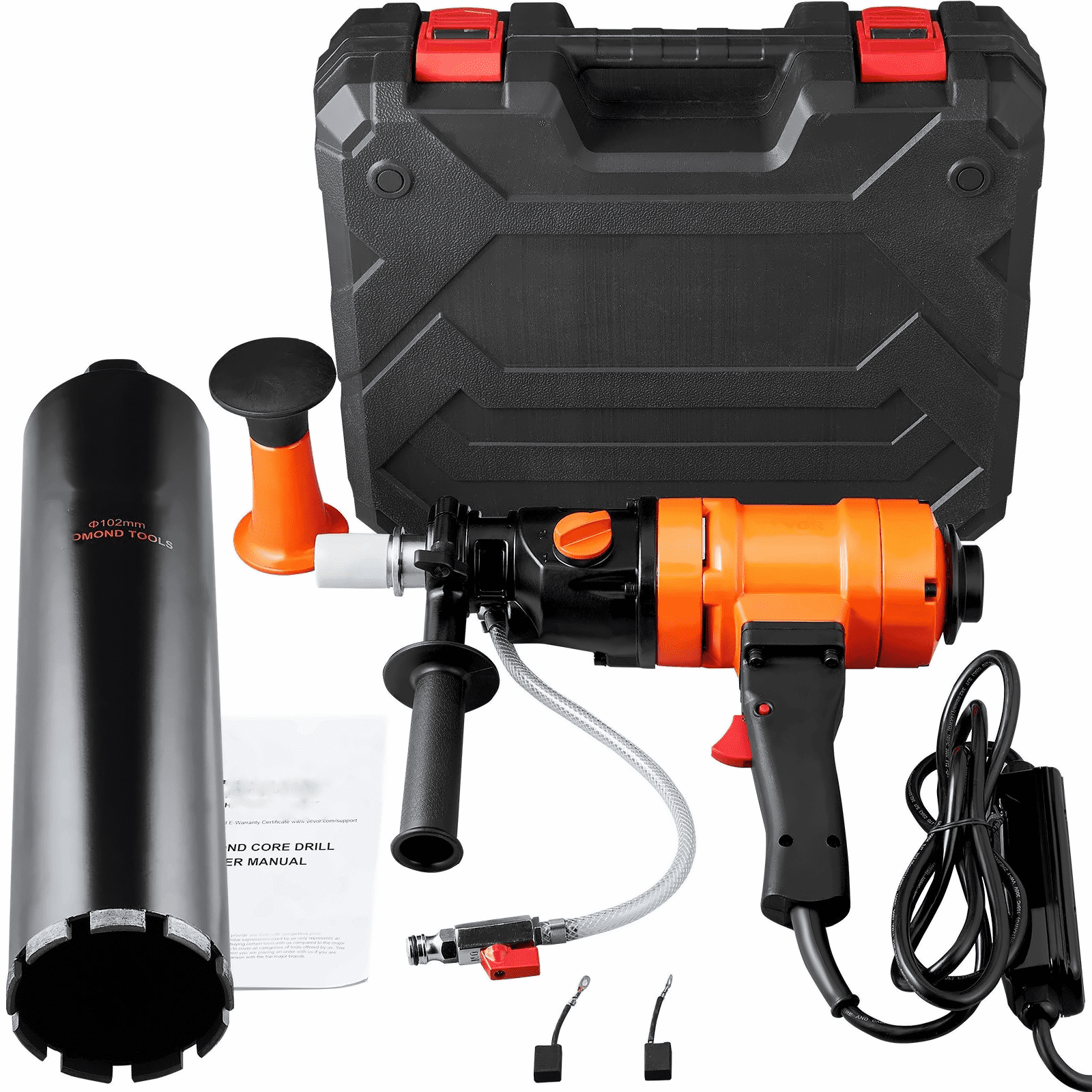 Diamond Core Drill Rig 4in, Wet Concrete Drill, 1500W 2-Speed, 1-1/4 ...