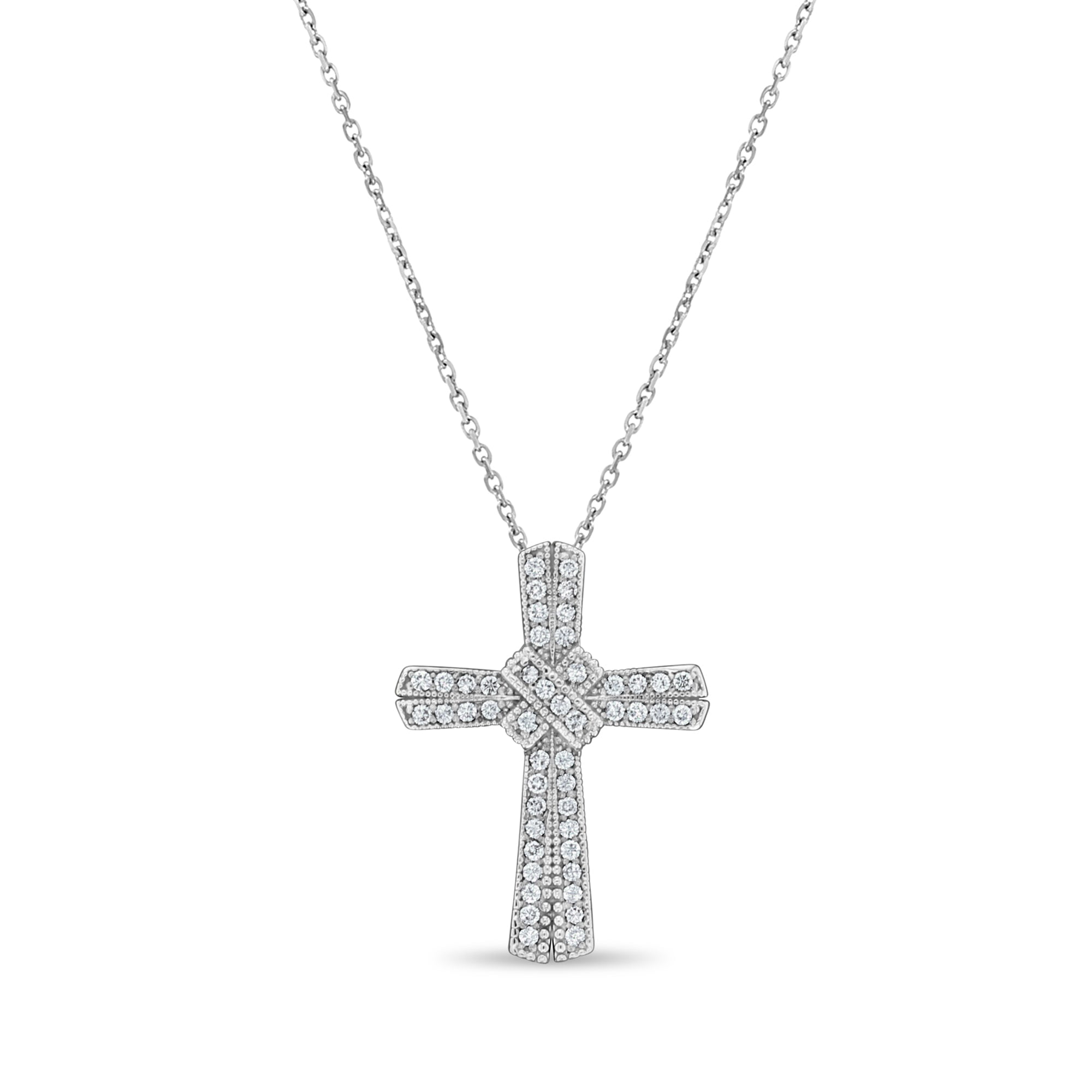 Diamond Cross Pendant .68cttw 14k White Gold - 20