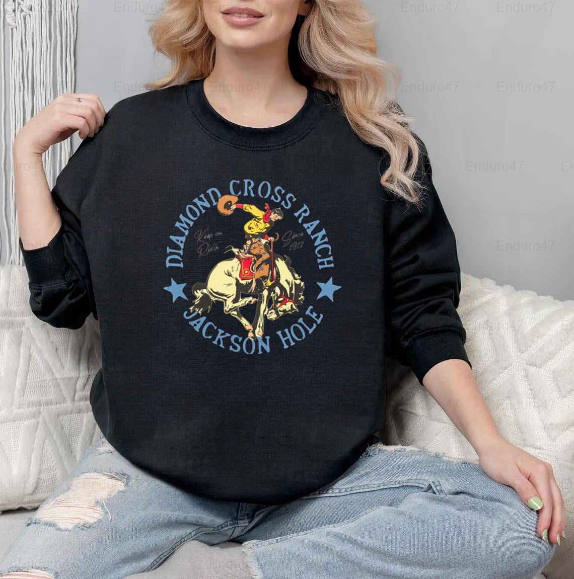 Diamond Cross Ranch Sweatshirt with Bucking Horse Western Art, for men ...
