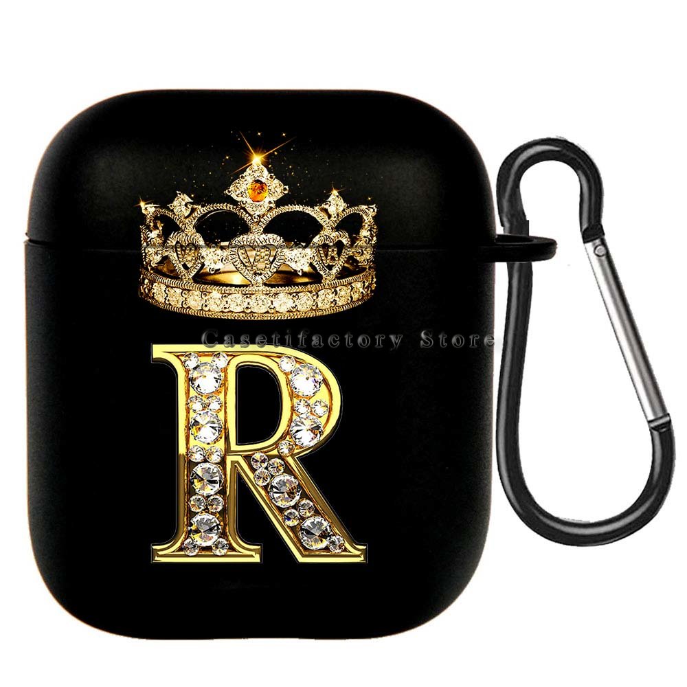 Diamond Crown Letter Airpods Case for AirPods Pro2 3 2 1 Pro Black ...