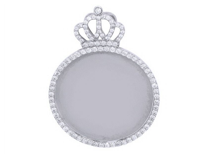 Diamond Crown Memory Engraving Pendant 1.65CT 10K White Gold 1.8 ...